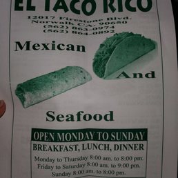 El Taco Rico Norwalk, CA 90650 | Explore Menu, Customer Reviews & Location